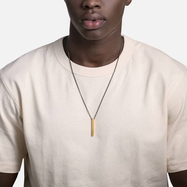 Personalized vertical Bar Necklace - Gold - SETT&Co