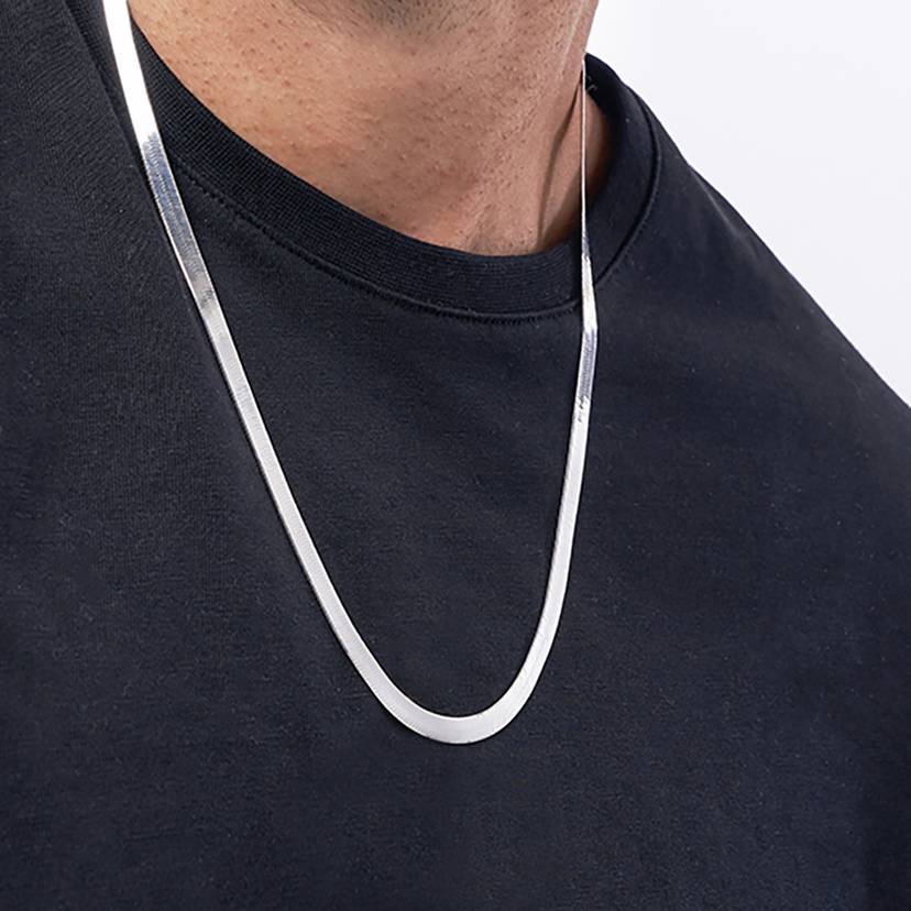 Classic Herringbone Necklace- Silver - SETT&Co