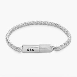 Engravable Plug In with Curb Chain Bracelet - Silver - SETT&Co