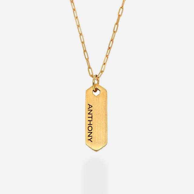 Engravable Vertical Dog Tag Necklace - Gold Plated - SETT&Co