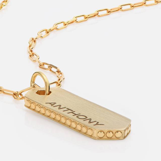 Engravable Vertical Dog Tag Necklace - Gold Plated - SETT&Co