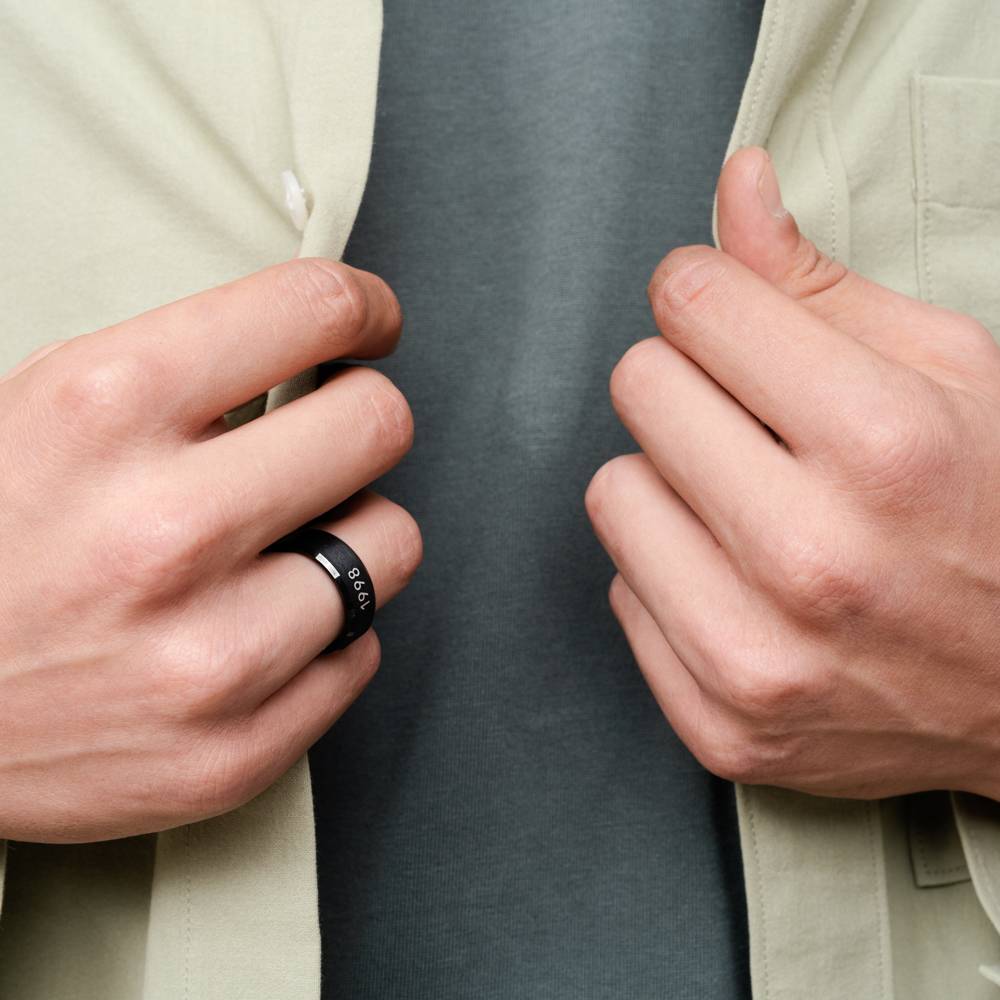 Engraved Black Tungsten Ring, Matte Finish - SETT&Co