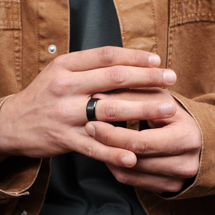 Engraved Black Tungsten Ring, Matte Finish - SETT&Co