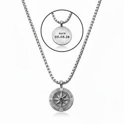Personalized Compass Necklace - Silver - SETT&Co