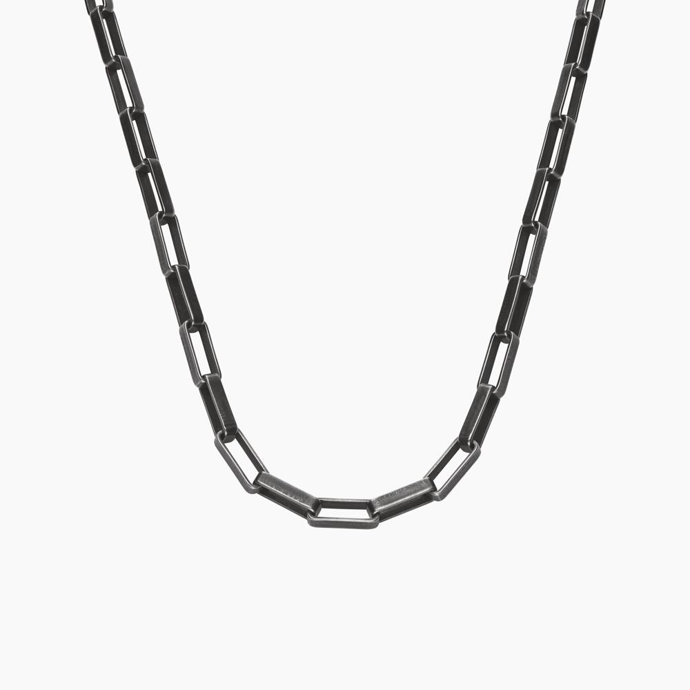 ENGRAVED SQUARE LINK NECKLACE - BRUSHED OXIDE FINISH - SETT&Co