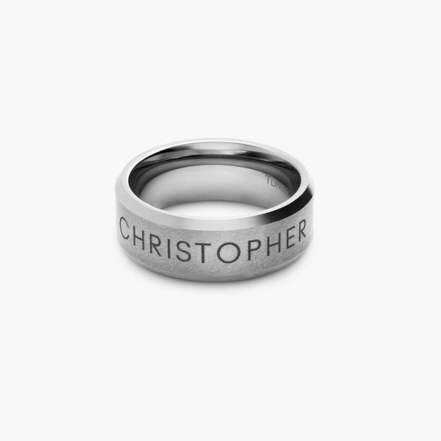 Engraved Tungsten Ring, Matte Finish - SETT&Co