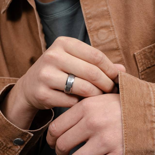 Engraved Tungsten Ring, Matte Finish - SETT&Co