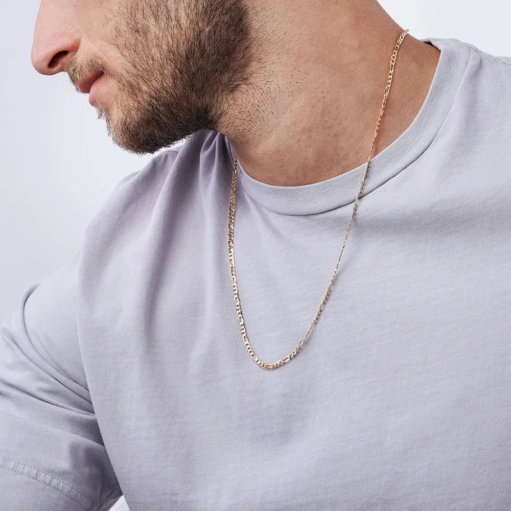 Personalized Figaro Chain Necklace - 3 mm - Gold Plated - SETT&Co