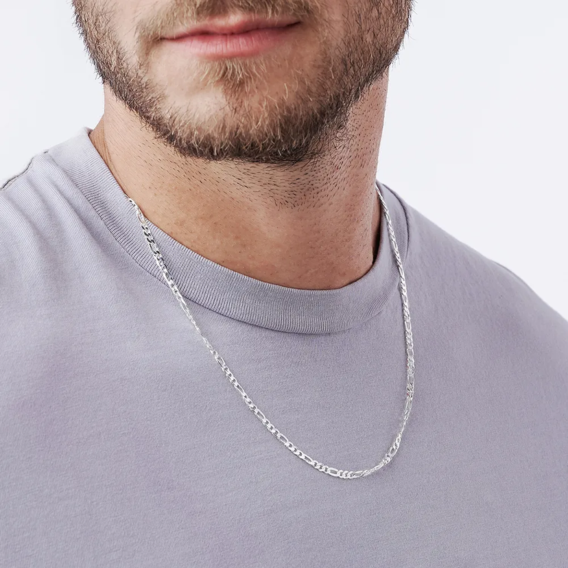 Personalized Figaro Chain Necklace - 3 mm - Silver - SETT&Co