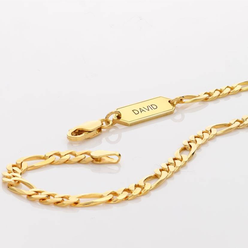 Personalized Figaro Chain Necklace - 5 mm - Gold Plated - SETT&Co