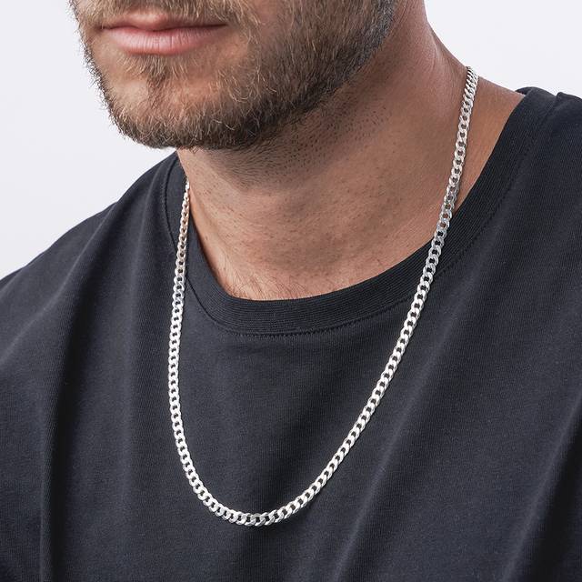 Flat Curb Chain Necklace - 5 mm - Silver - SETT&Co