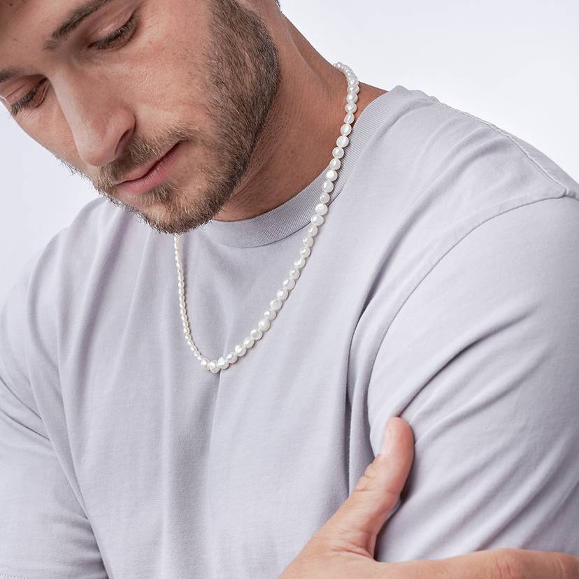 Offset Pearl Necklace - Silver - Sett & Co