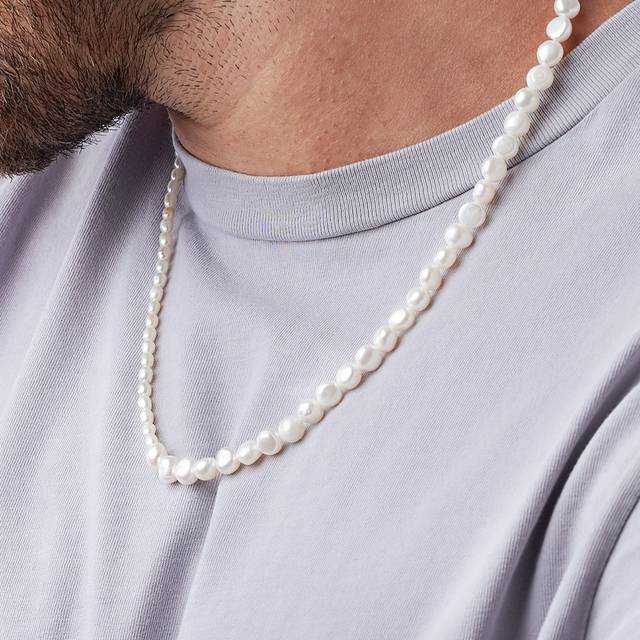 Offset Pearl Necklace - Silver - Sett & Co