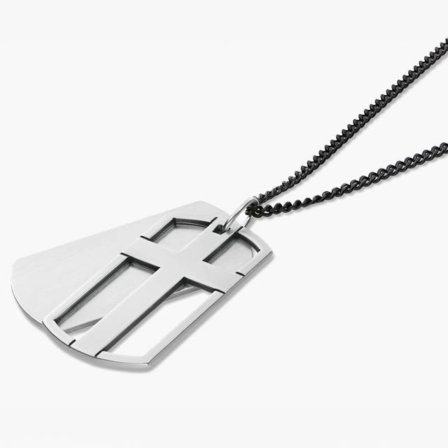 PERSONALIZED CROSS DOG TAG NECKLACE FOR MEN - SILVER - SETT&Co