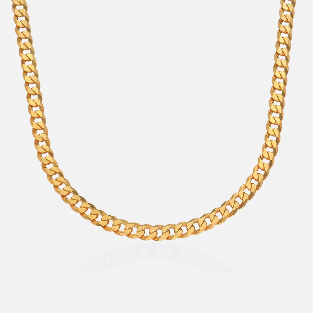 Personalized Flat Curb Chain Necklace - 7 mm - Gold - SETT&Co