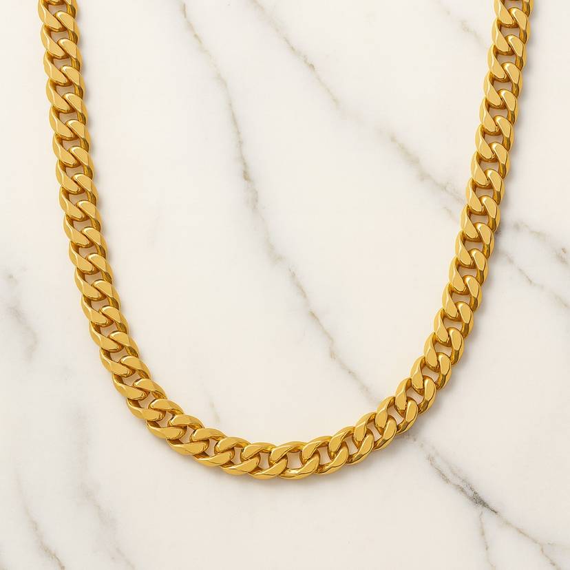 Personalized Flat Curb Chain Necklace - 7 mm - Gold - SETT&Co