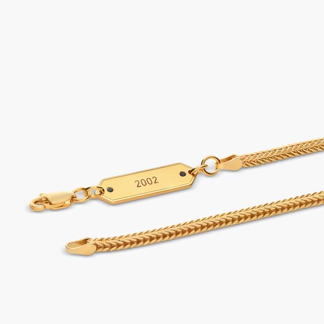 Personalized Foxtail Chain Necklace with Black Diamonds - 2.5 mm - Gold ...