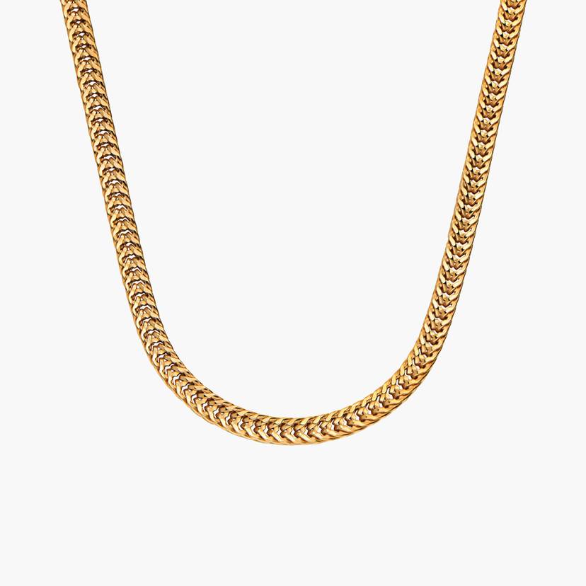 Personalized Foxtail Chain Necklace With Black Diamonds - 4.5 mm - Gold ...
