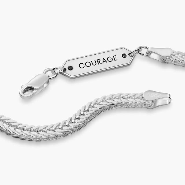 Personalized Foxtail Chain Necklace With Black Diamonds - 4.5mm ...