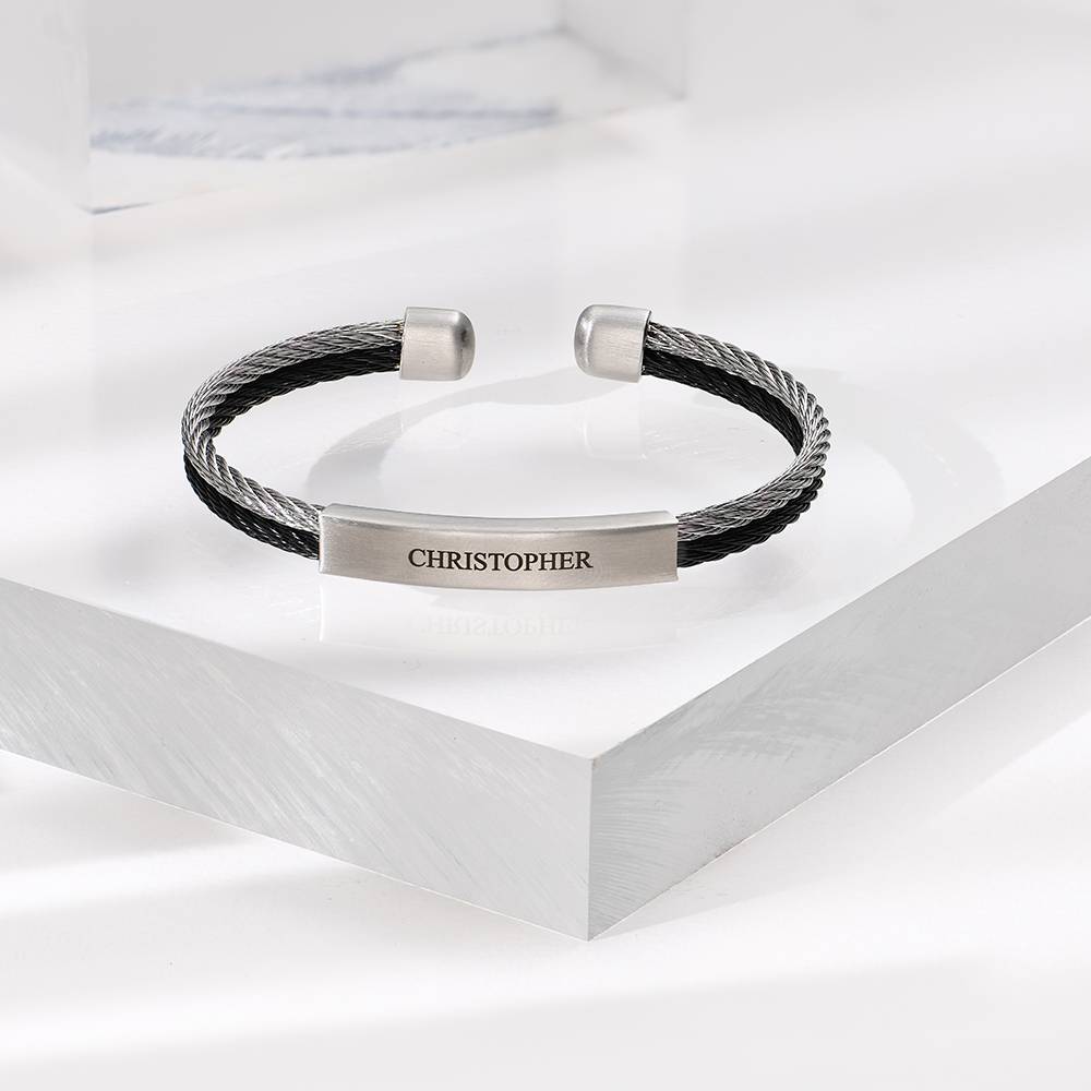 The Leader Personalized Mens Cuff Bracelet in Stainless Steel - SETT&Co