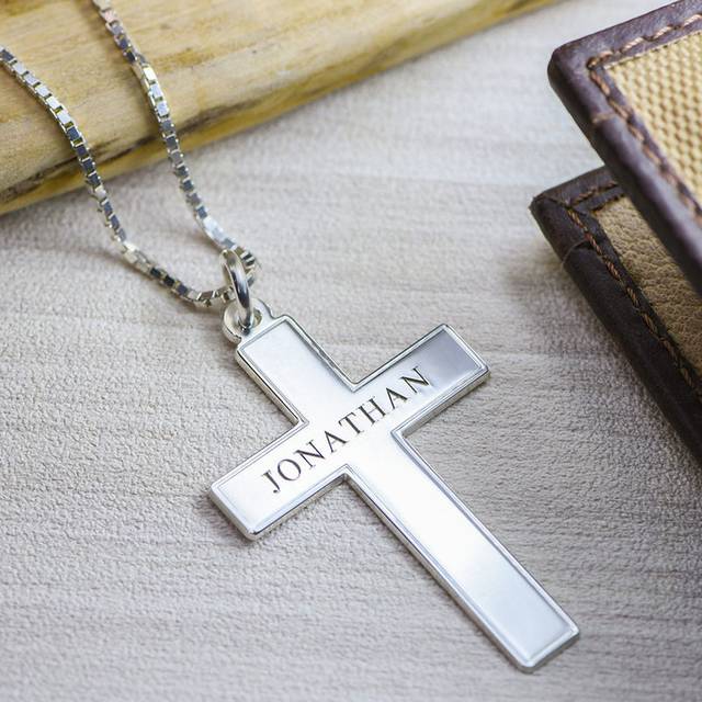 Engraved Cross Necklace - Sterling Silver - Sett & Co